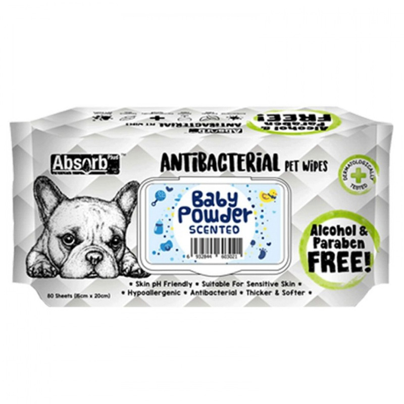 Absolute Holistic Pet Absorb+Antibacterial Wipes Baby Powder | Jomla.ae