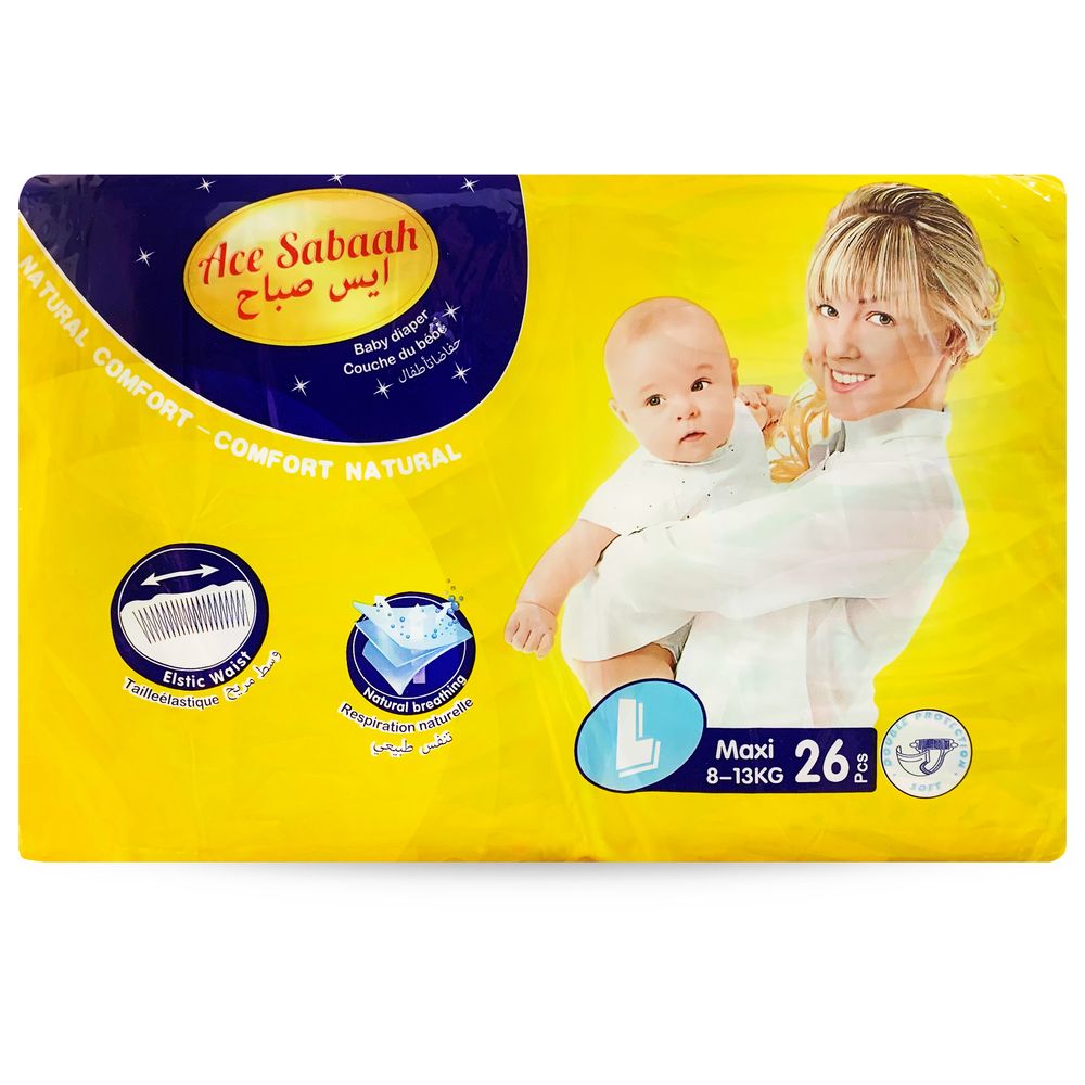 Ace Sabaah - Natural Baby Diapers Size L 8-13kg 26pcs | Jomla.ae