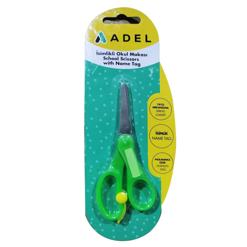 Adel - School Scissors With Name Tag Blister Pack - Assorted | Jomla.ae