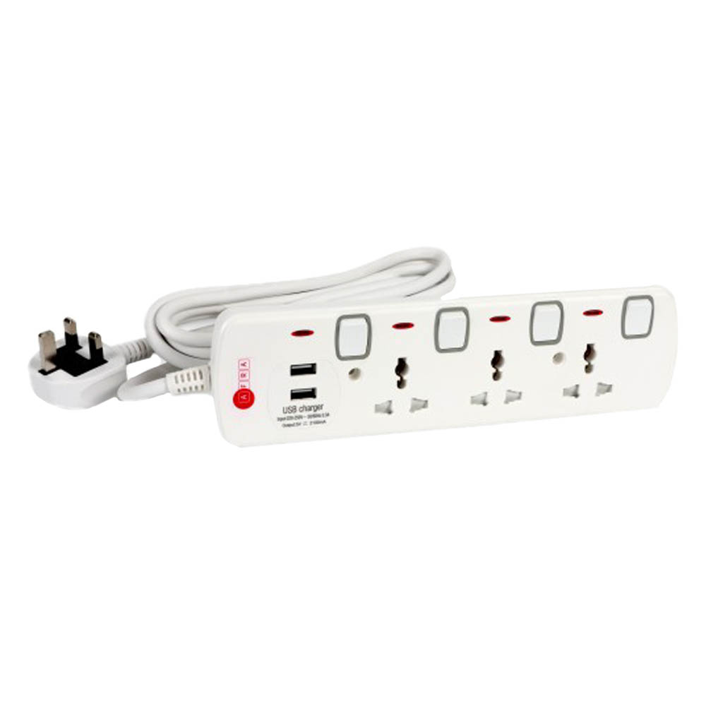 Afra - Japan Universal Extension Cord W/3 Meter Cable 250V White | Jomla.ae