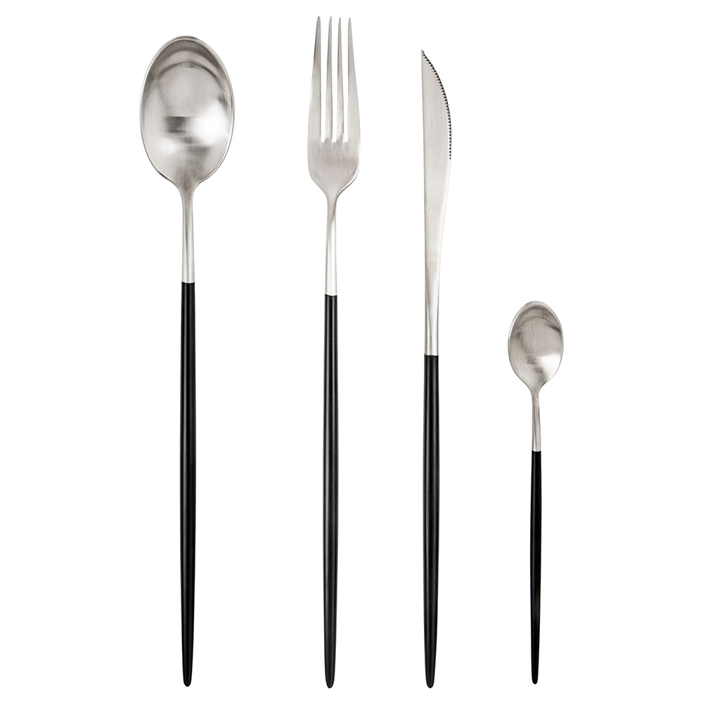 Order A'ish Home - Peony Black And Silver Cutlery 16pcs Set Now! | Jomla.ae