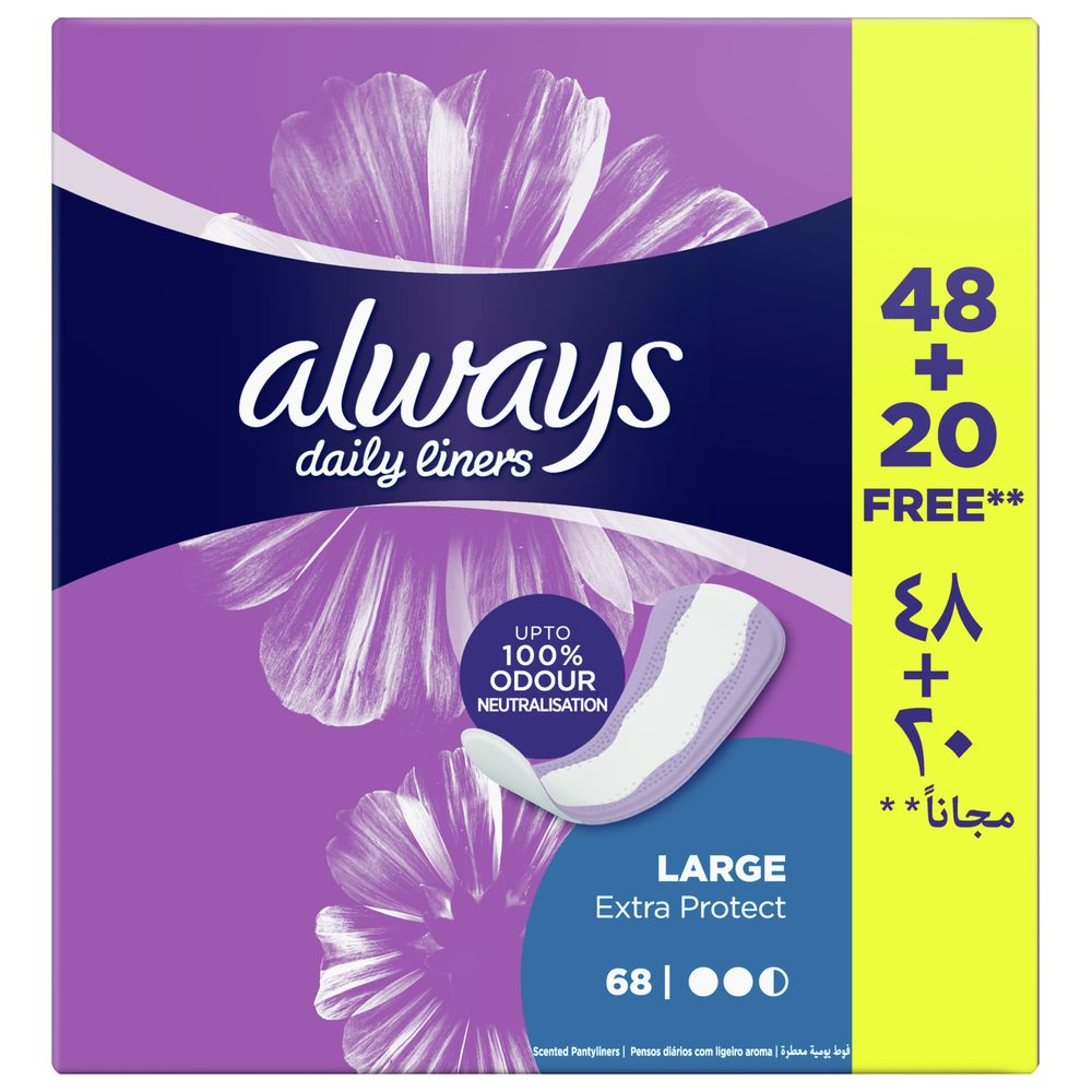 Order Always Daily Liners Extra Protect Pantyliners, Large, 68 Count ...