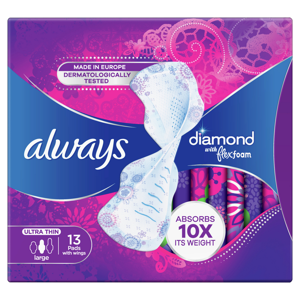 Order Always - Ultra Flexfoam Diamond Sanitary Pads Large - 13pc Now ...