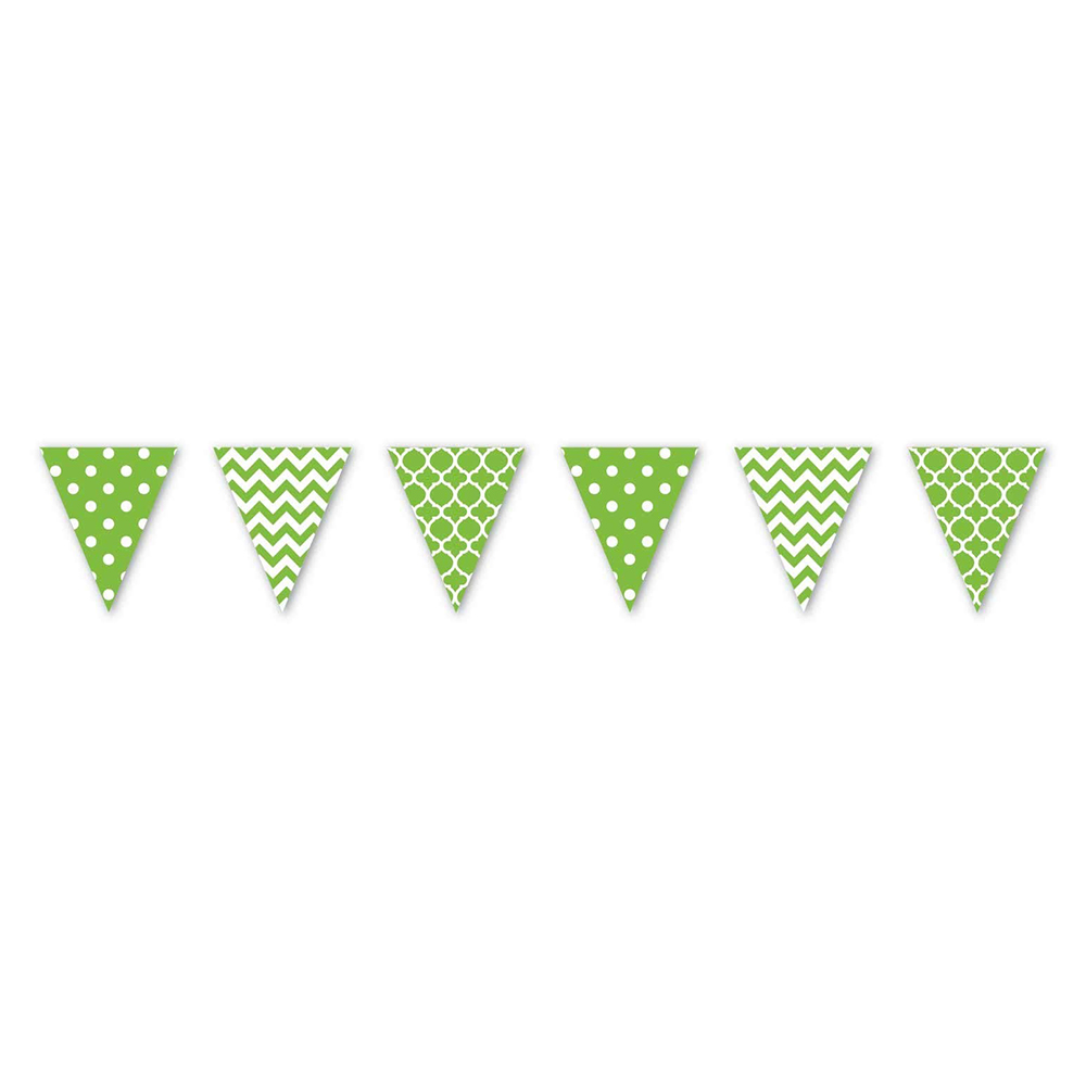 Amscan - Dots & Chevron Pennant Banner Large - Kiwi Green | Jomla.ae