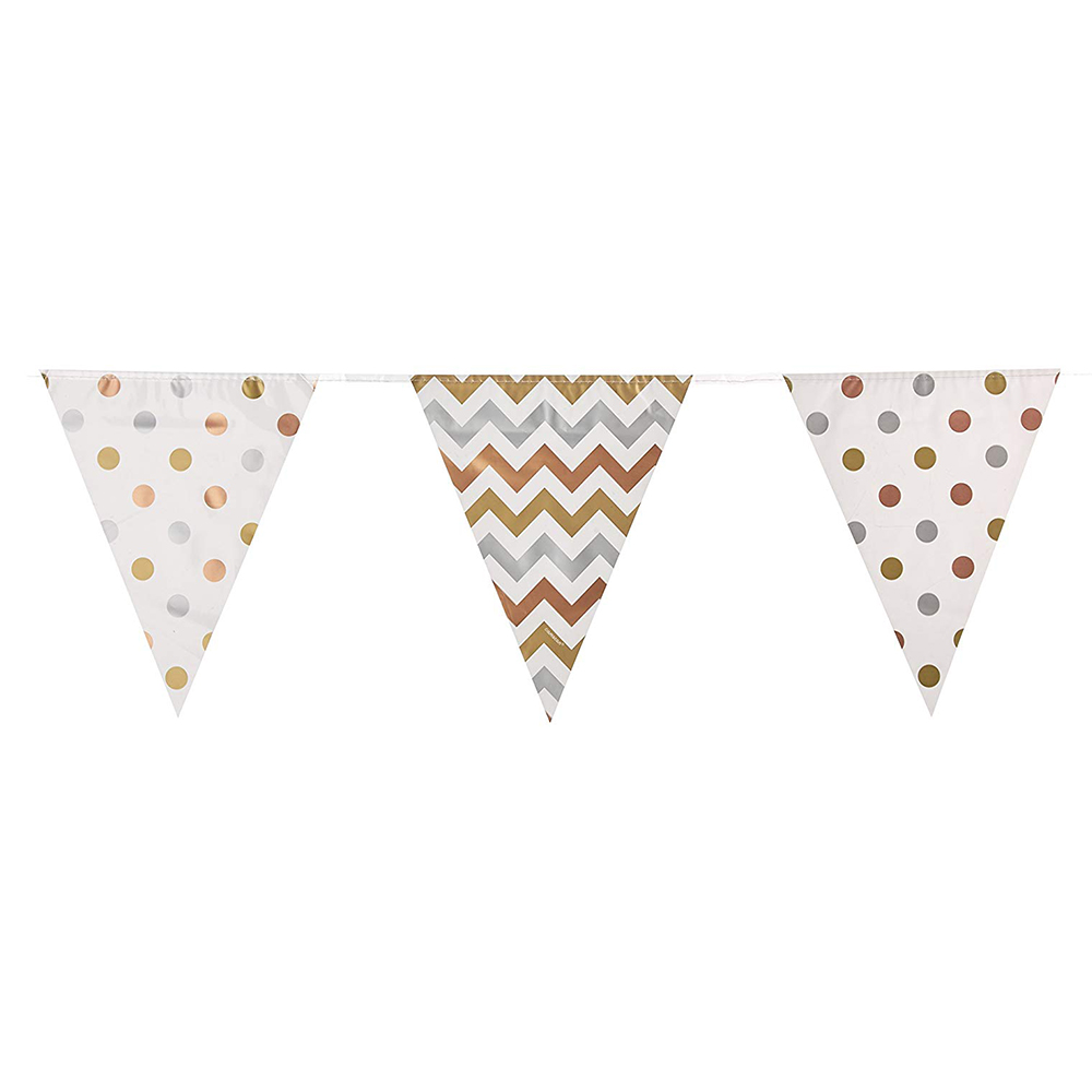 Order Amscan - Dots & Chevron Pennant Banner Large - Mixed Metals Now ...