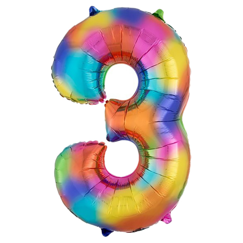 Amscan - Number 3 Balloon - 34" Rainbow | Jomla.ae