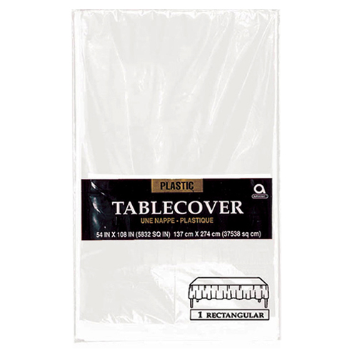Amscan - Plastic Table Cover 54 x 108" - Frosty White | Jomla.ae