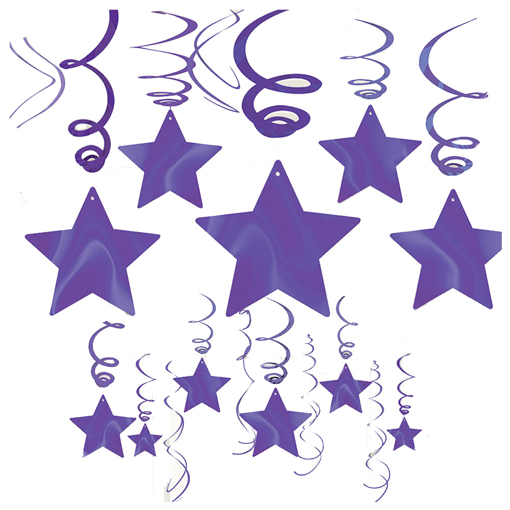 Amscan - Purple Shooting Star Swirl Decorations 24in, 30pc | Jomla.ae