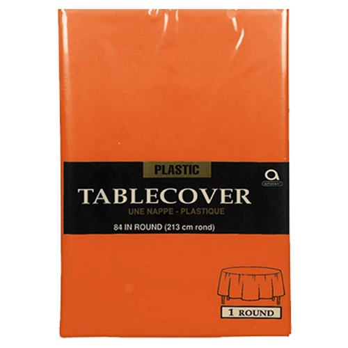 Amscan - Round Plastic Table Cover 84" - Orange Peel | Jomla.ae