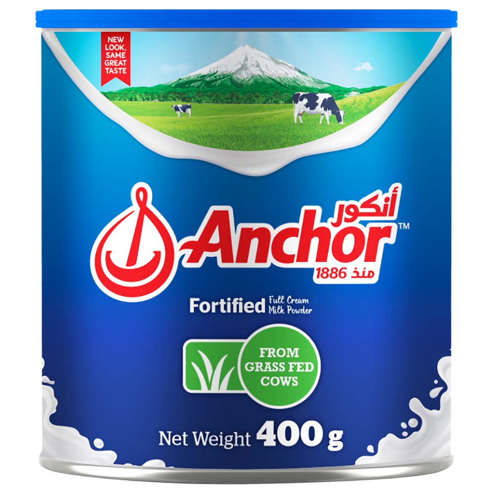 Order Anchor - Fortified Full Cream Milk Powder Tin 400g Now! | Jomla.ae