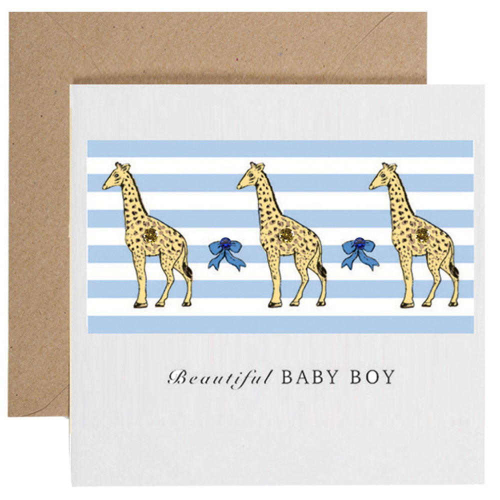Apple & Clover - Baby Boy Giraffes Card | Jomla.ae