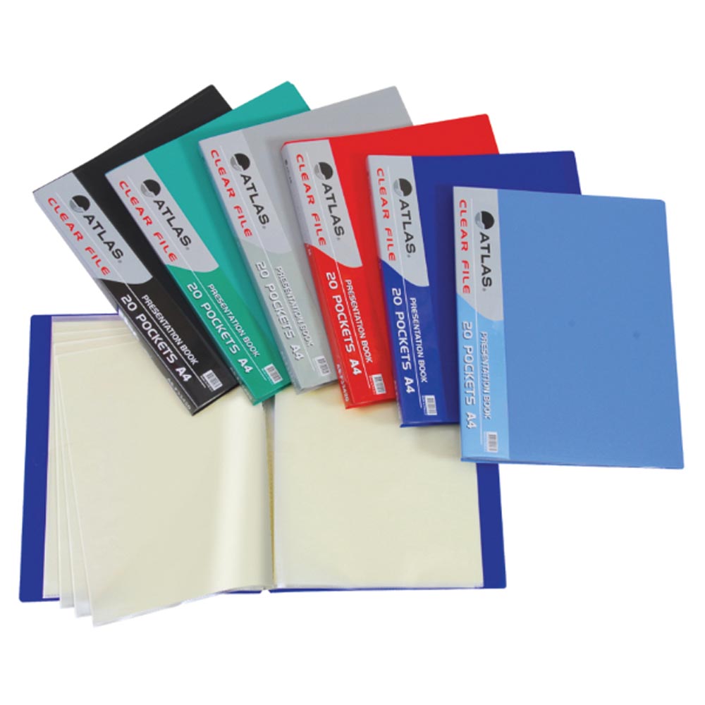 Atlas - Clear Pocket Assistant File A4 80s - Assorted 12pcs | Jomla.ae