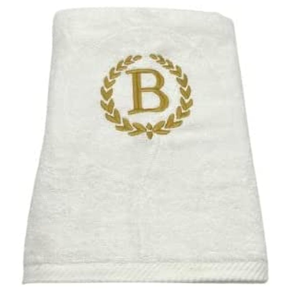 BYFT - Embroidered "B" Monogrammed Bath Towel - White | Jomla.ae