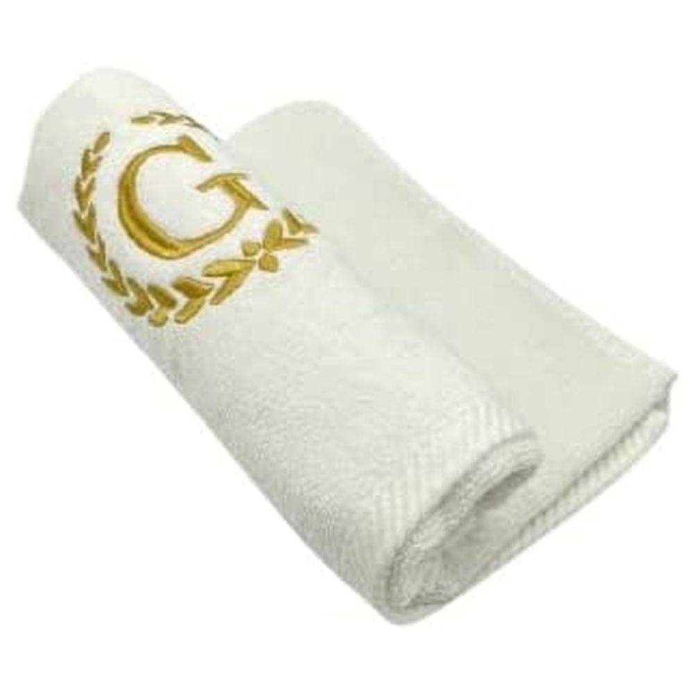 Order BYFT - Embroidered "G" Monogrammed Hand Towel - White Now! | Jomla.ae