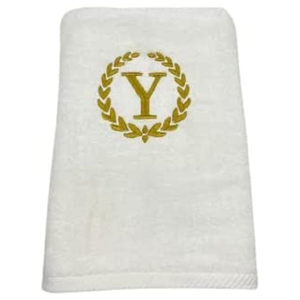 BYFT - Embroidered "Y" Monogrammed Bath Towel - White | Jomla.ae