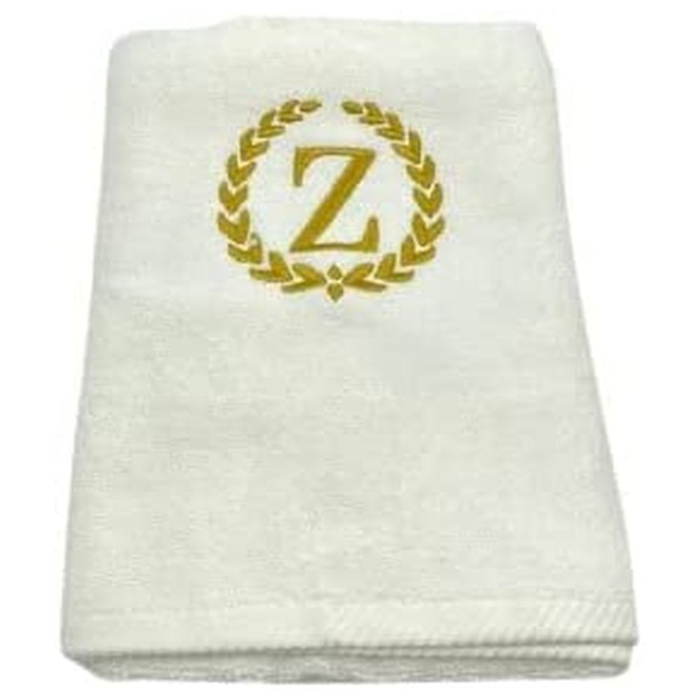 BYFT - Embroidered "Z" Monogrammed Bath Towel - White | Jomla.ae