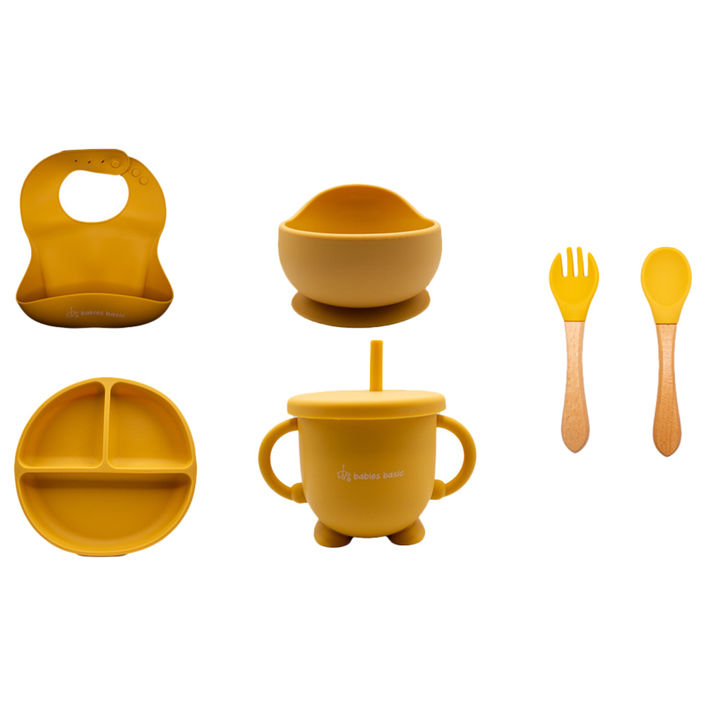 Order Babies Basic - Feeding Set - 6pcs - Yellow Now! | Jomla.ae