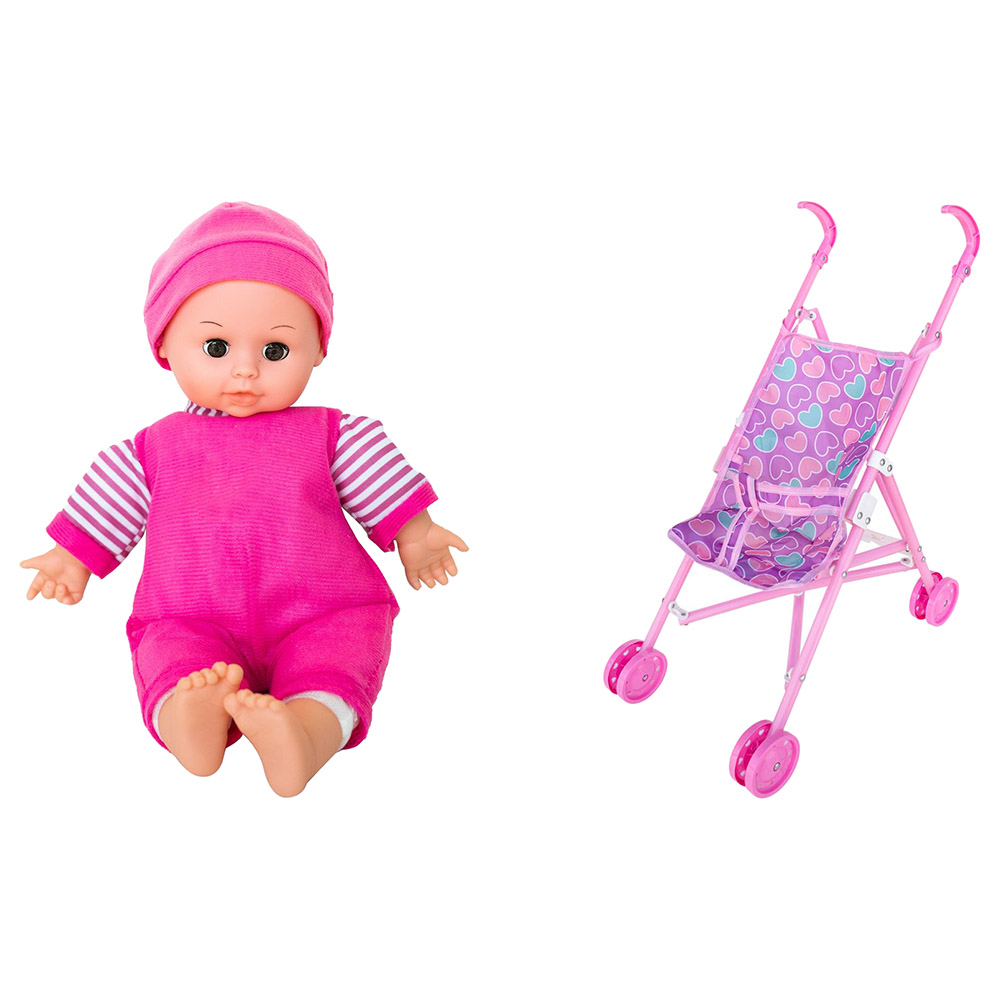 Baby Amoura - Hayati My First Baby & Doll Stroller Set 14-inch | Jomla.ae