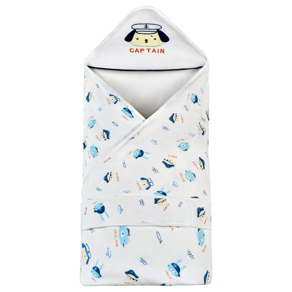 Order Baby Insular - Hooded Swaddle - White Sailor Now! | Jomla.ae