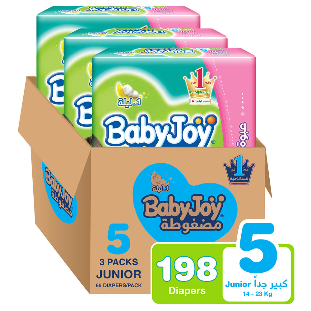 BabyJoy Compressed Diaper Giant Pack Junior 3X66 - 14-25kg | Jomla.ae
