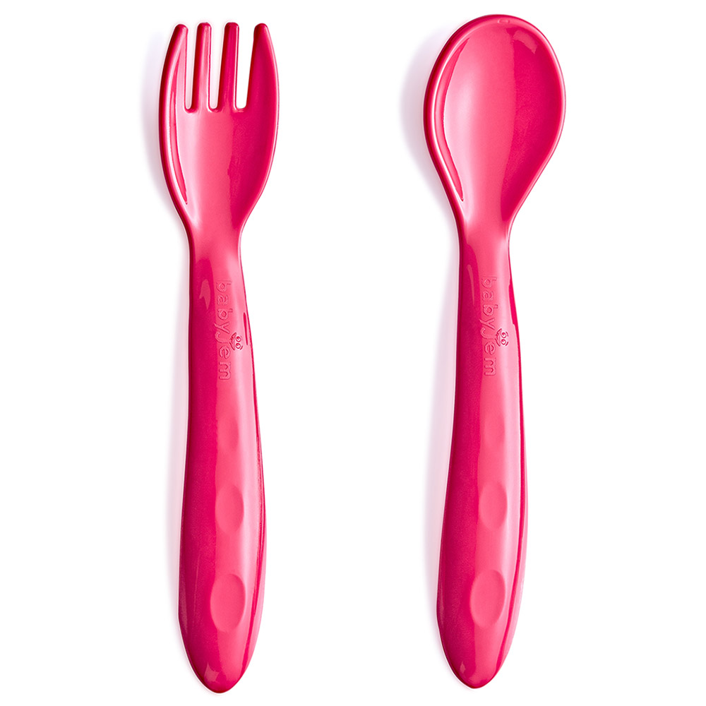 Order Babyjem - Baby Spoon & Fork Set - Red Now! | Jomla.ae