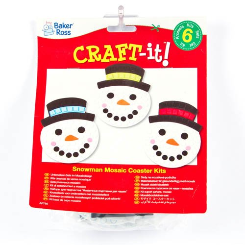Baker Ross - Snowman Mosaic Coaster Kits - Pack of 6 | Jomla.ae