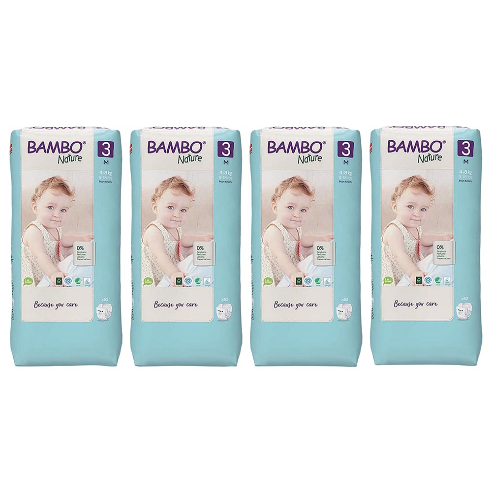 Bambo Nature - Eco-Friendly Diapers, Size 3, 4-8kg 208 pcs, Tall Mega ...