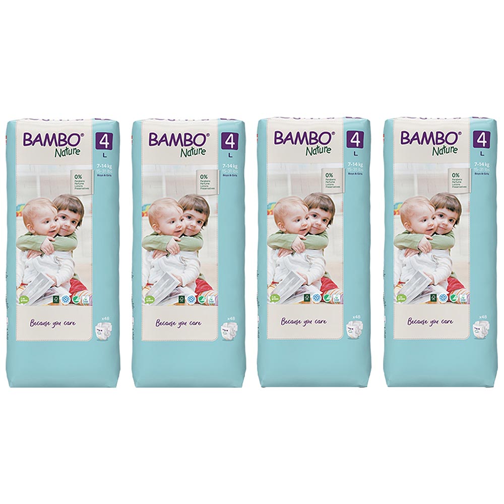 Bambo Nature - Eco-Friendly Diapers, Size 4, 7-14kg 192 pcs, Tall Mega ...