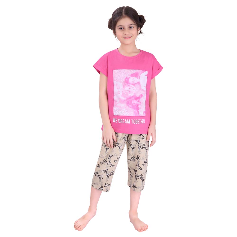 Barbie - 2pc-Set - Girl T-Shirt & Capri - Pink_8-9Y | Jomla.ae