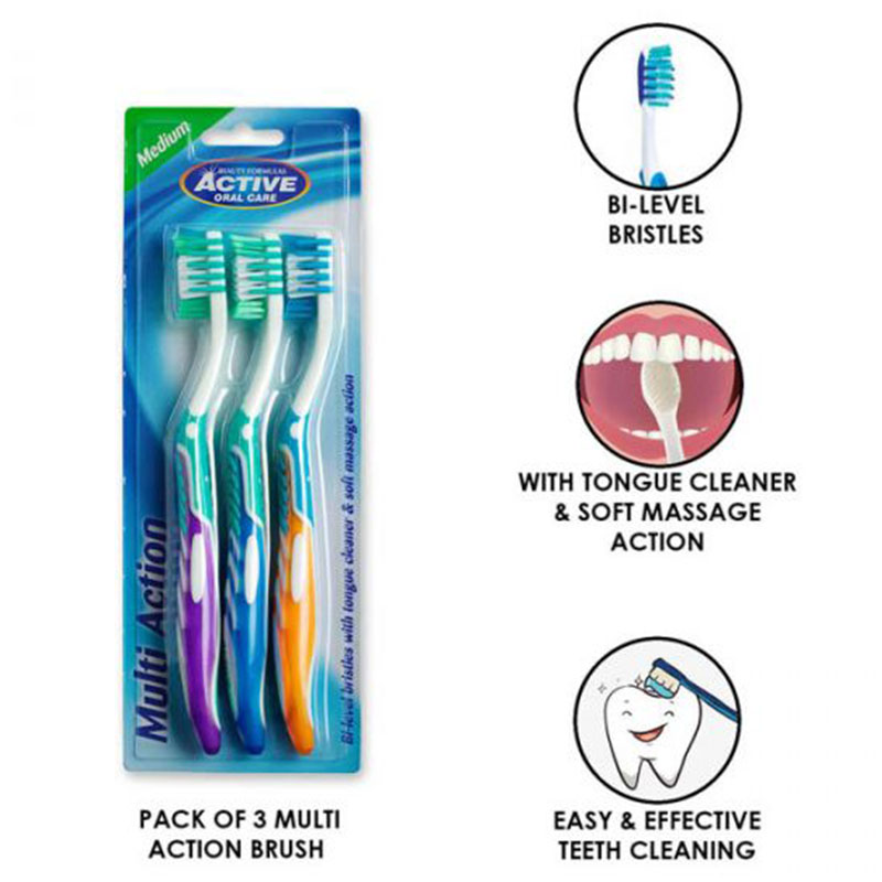 Beauty Formulas - Multi Action Tooth Brush Pack of 3 Medium | Jomla.ae