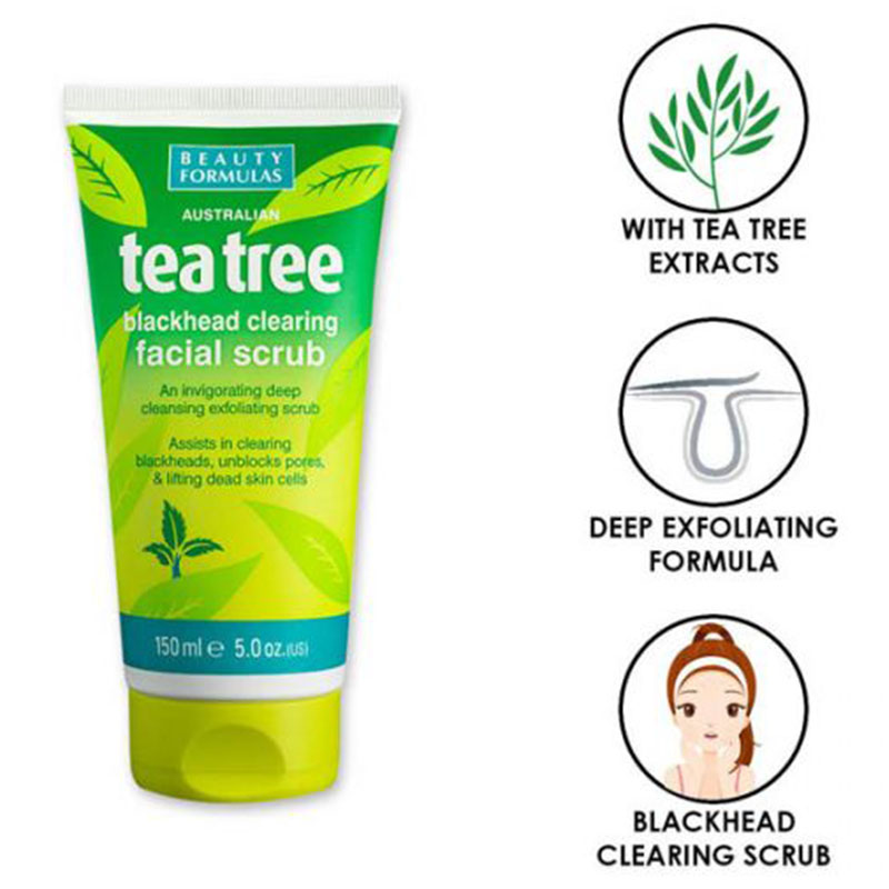 Beauty Formulas Tea Tree Facial Scrub 150ml Jomla ae Beauty Formulas Tea Tree Facial Scrub 150ml Jomla ae