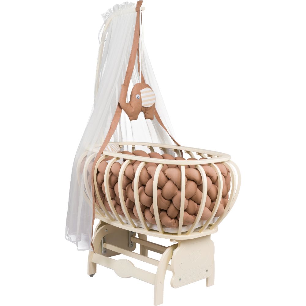 Bebbe - Modena Lux Braided Textile Cradle 55x90cm - Beige | Jomla.ae
