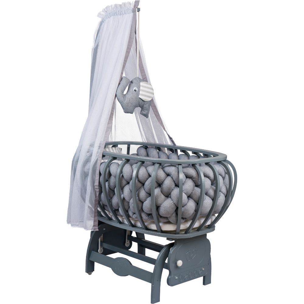 Bebbe - Modena Lux Braided Textile Cradle 55x90cm - Grey | Jomla.ae