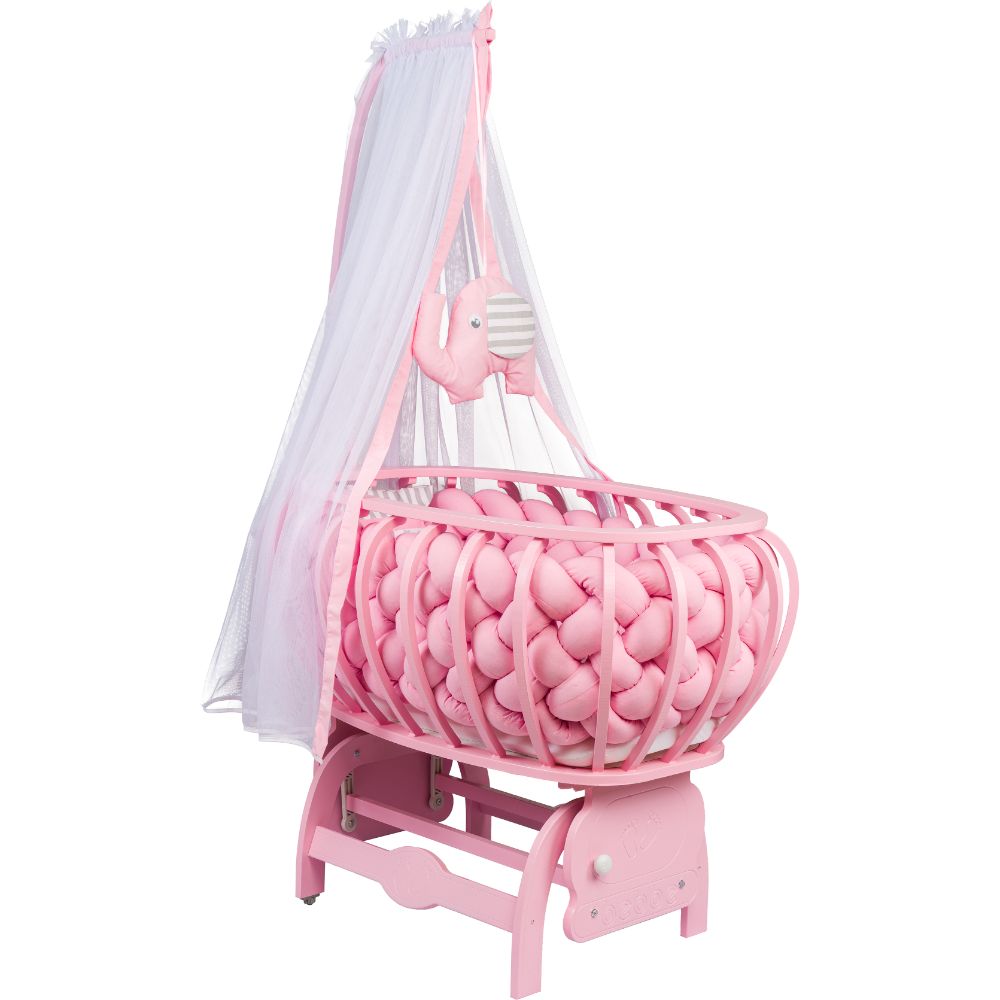 Bebbe - Modena Lux Braided Textile Cradle 55x90cm - Pink | Jomla.ae