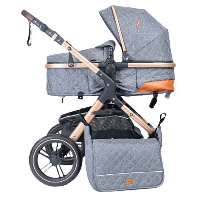 Belecoo - One Fold-To-Half Luxury Pram W/ Diaper Bag - Grey | Jomla.ae