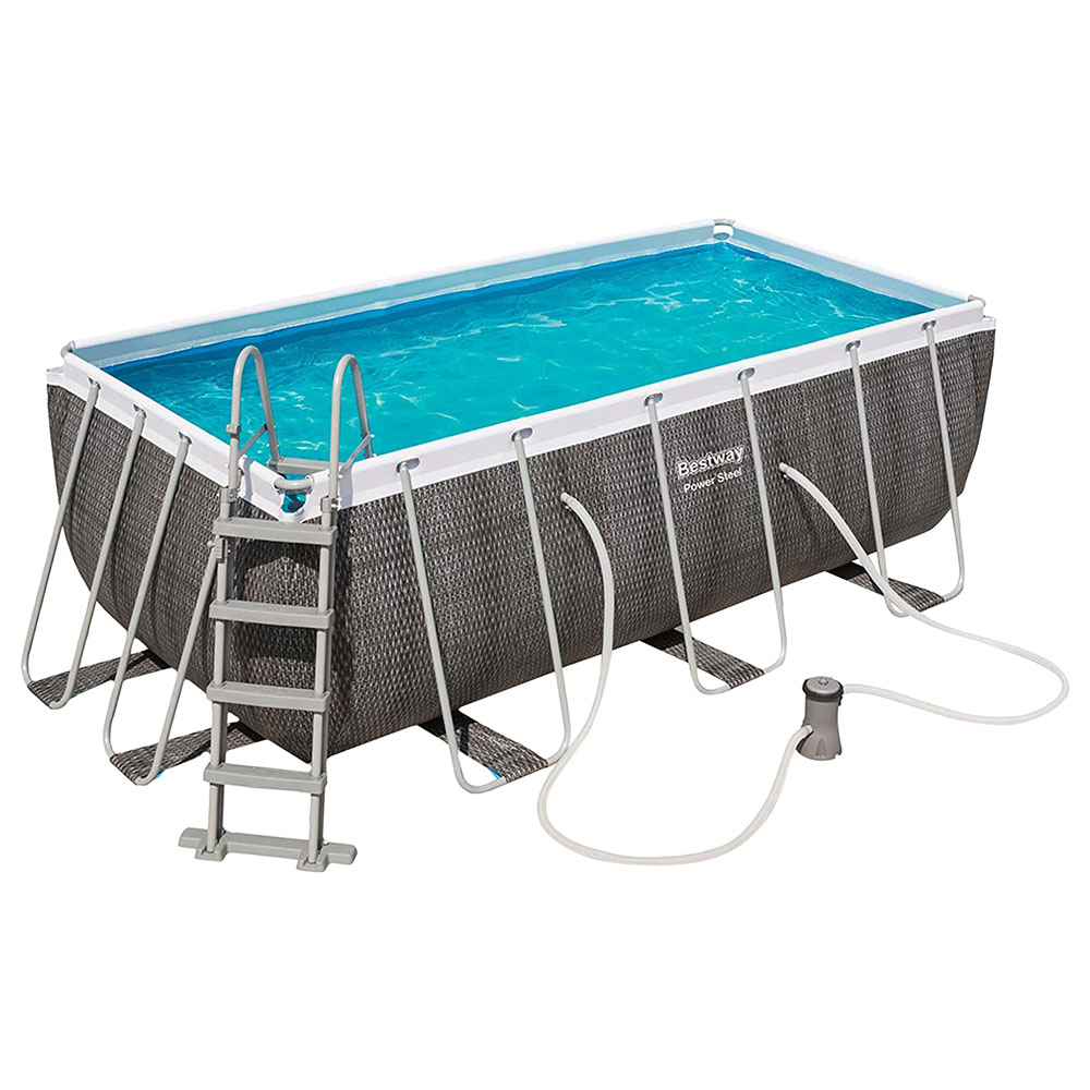 Bestway - Power Steel Rectangular Outground Pool - Grey | Jomla.ae