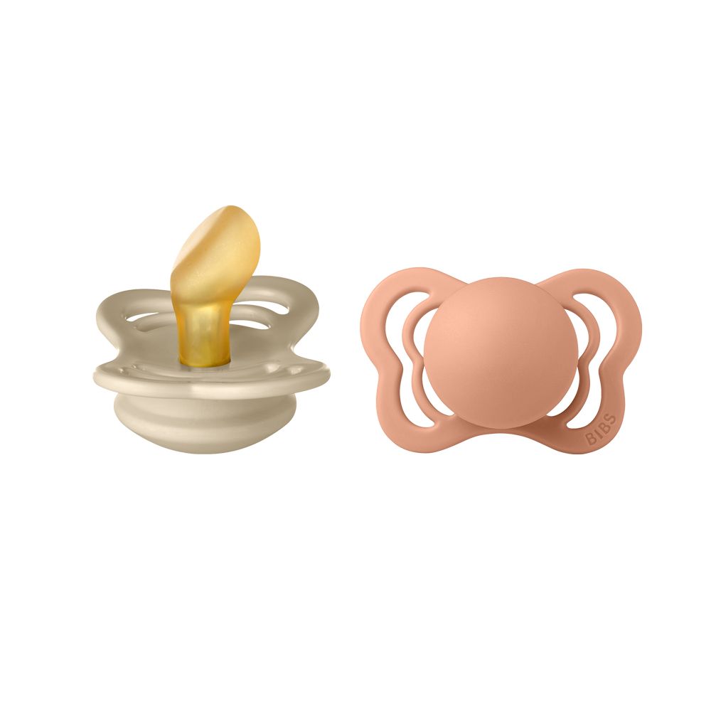 Bibs - Couture S1 Pacifiers - Pack of 2 - Vanilla/Peach | Jomla.ae