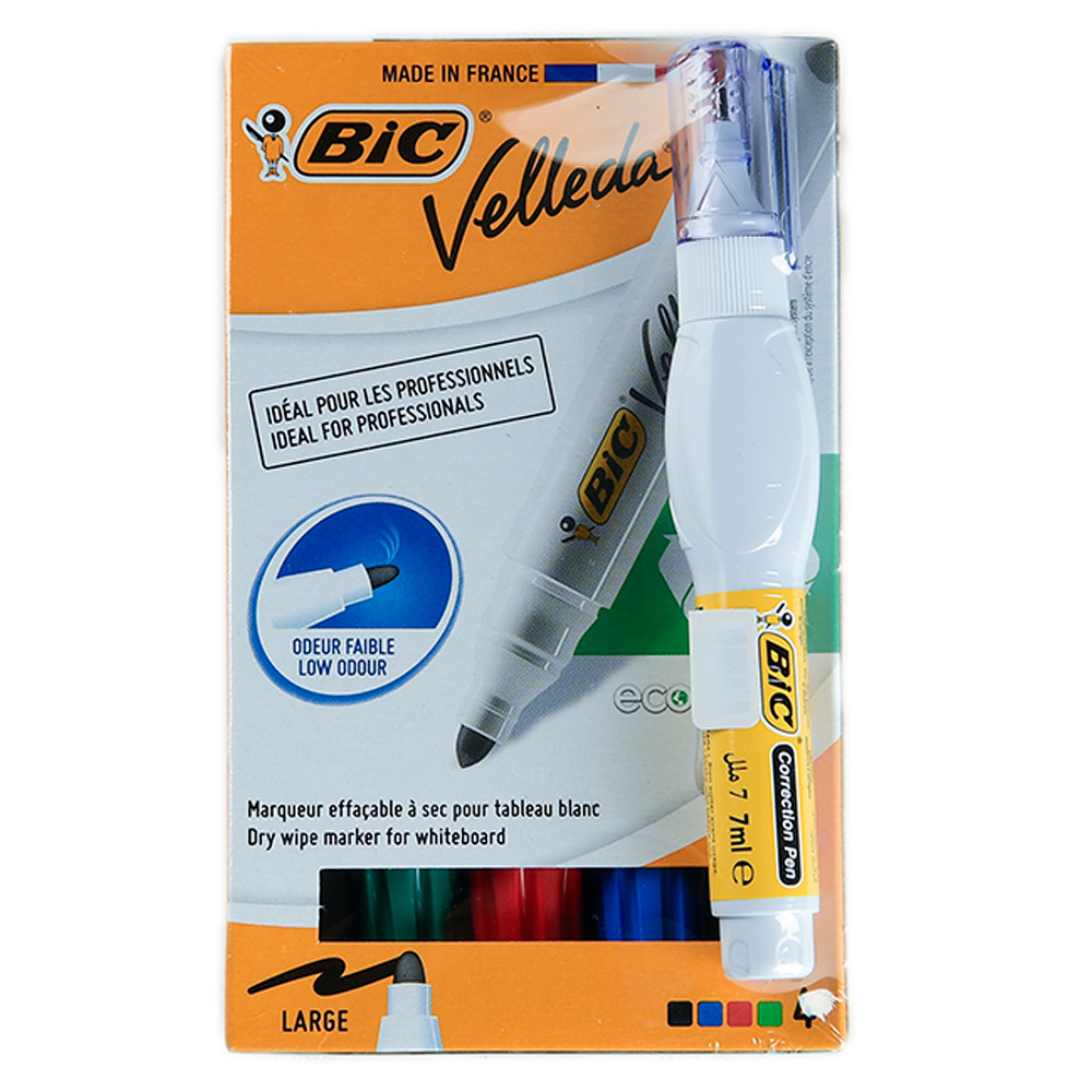 Order Bic - 4pcs Dry Wipe Marker + 1 Correction Pen Now! | Jomla.ae