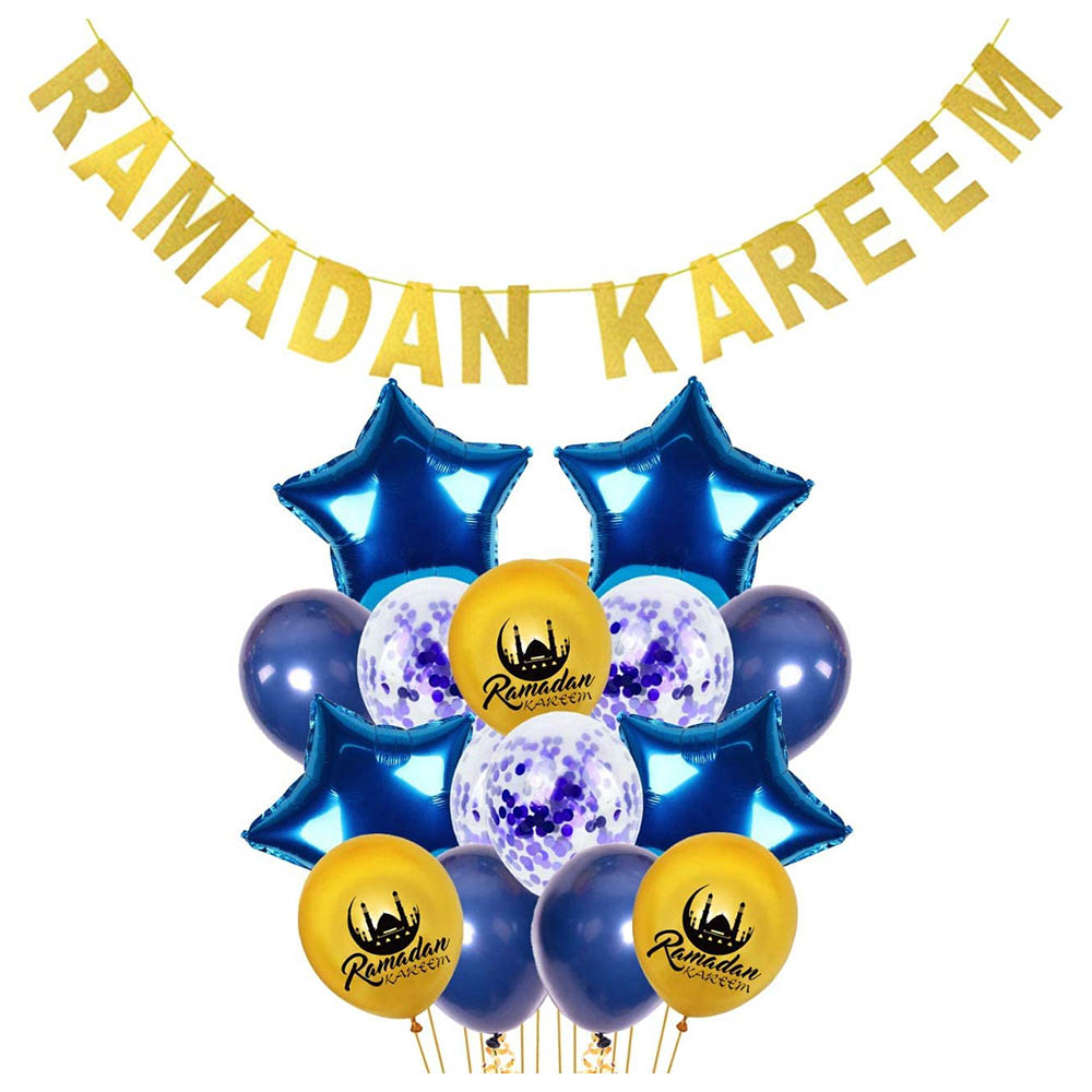 Order Brain Giggles - Ramadan Balloons Combo Blue/Golden 17pcs Now ...