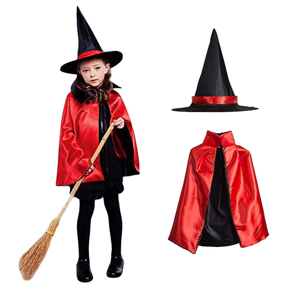 Order Brain Giggles Witch Cape Costume With Hat For Halloween - Red Now ...