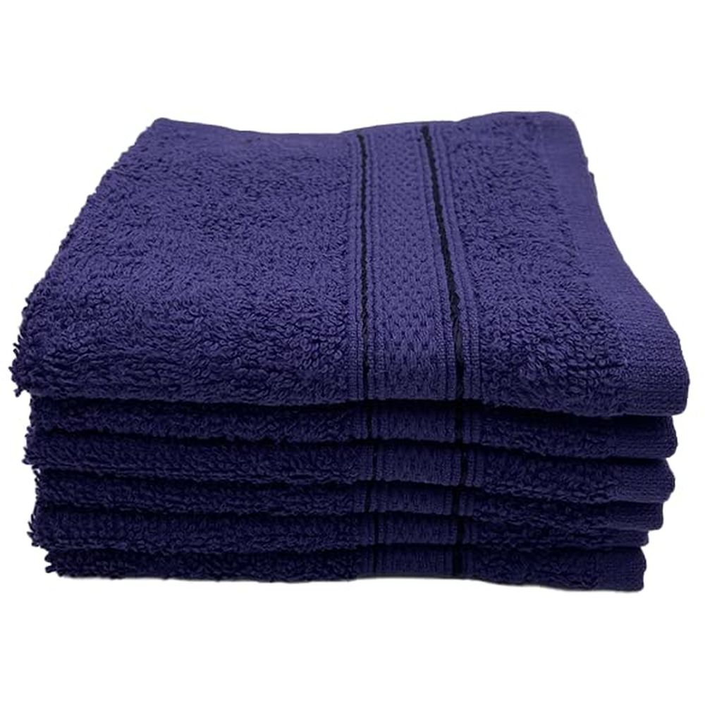 Byft - 100% Cotton Daffodil Washcloth - 30X30Cm - Set Of 6 - Navy Blue | Jomla.ae