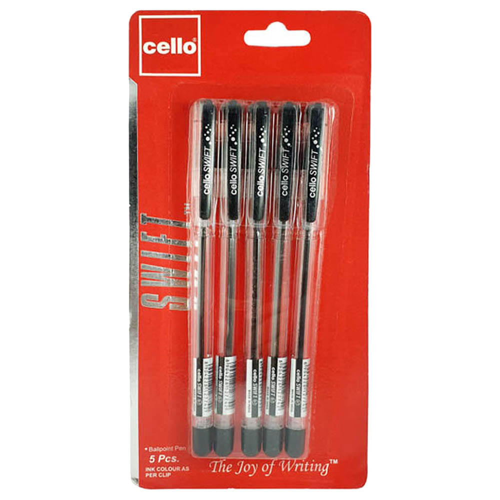 Cello - Ball Pen Swift 0.7mm Black Pack of 5 | Jomla.ae