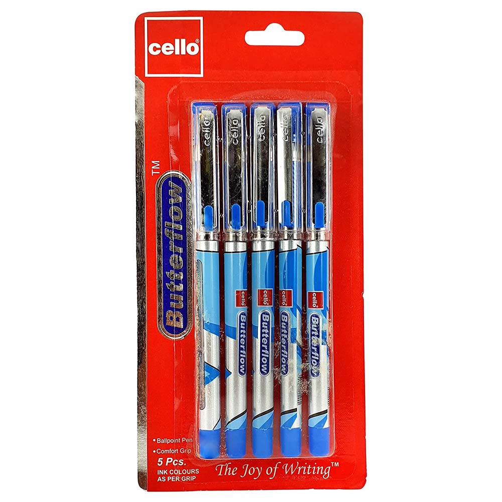 Order Cello - Butterflow Blue Ball Pen 0.7mm Blister - 5pcs Now! | Jomla.ae
