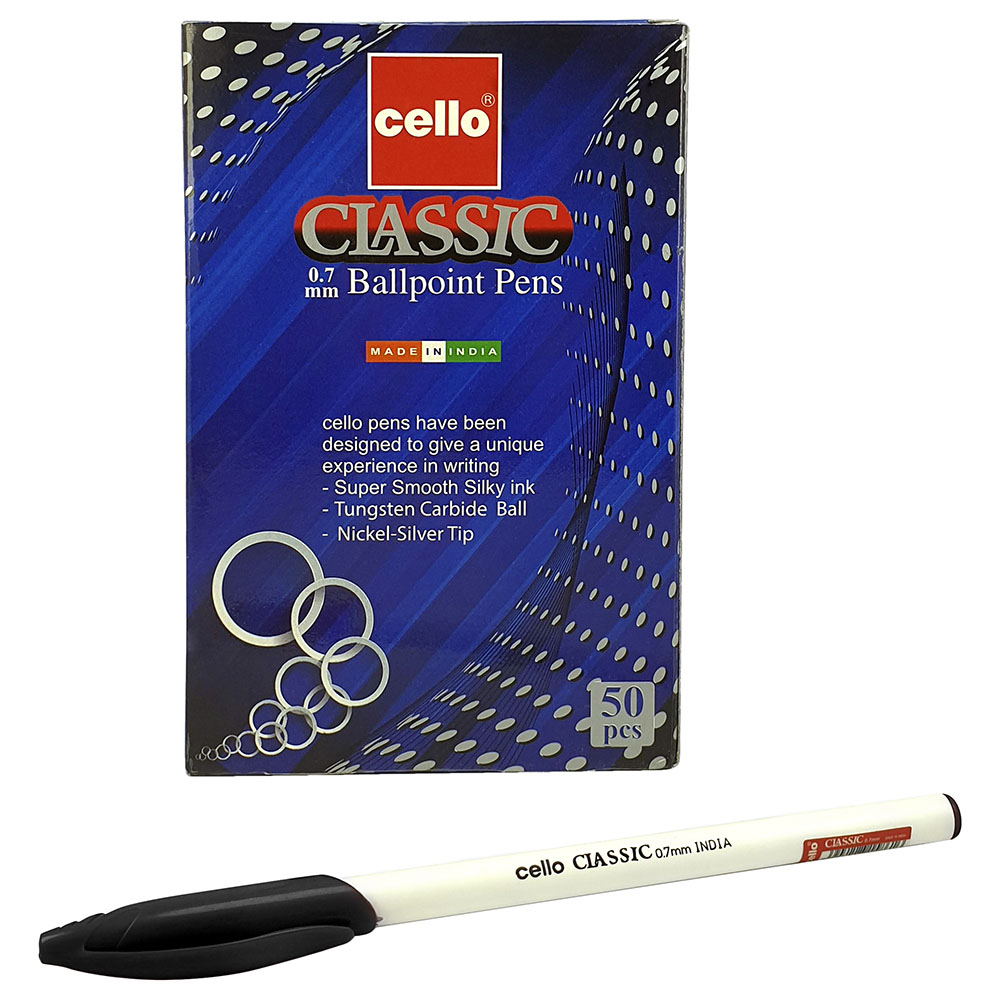 Cello - Classic Black Ball Pen 0.7mm Box - 50pcs | Jomla.ae