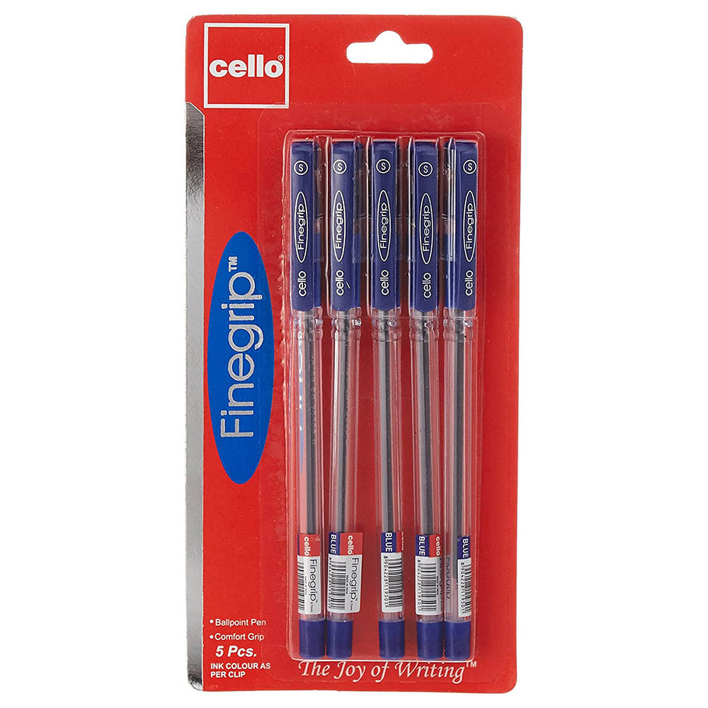 Cello - Finegrip Blue Ball Pen 0.7mm Blister - 5pcs | Jomla.ae