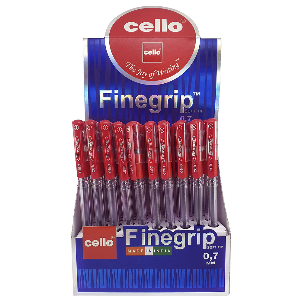 Cello - Finegrip Red Ball Pen 0.7mm Display - 50pcs | Jomla.ae