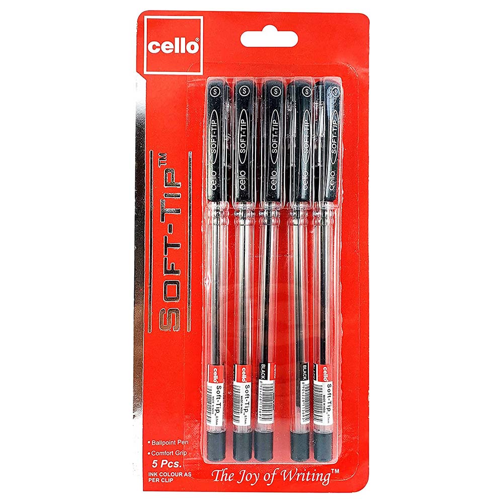 Order Cello - Soft Tip Black Ball Pen 0.7mm - 5pcs Now! | Jomla.ae