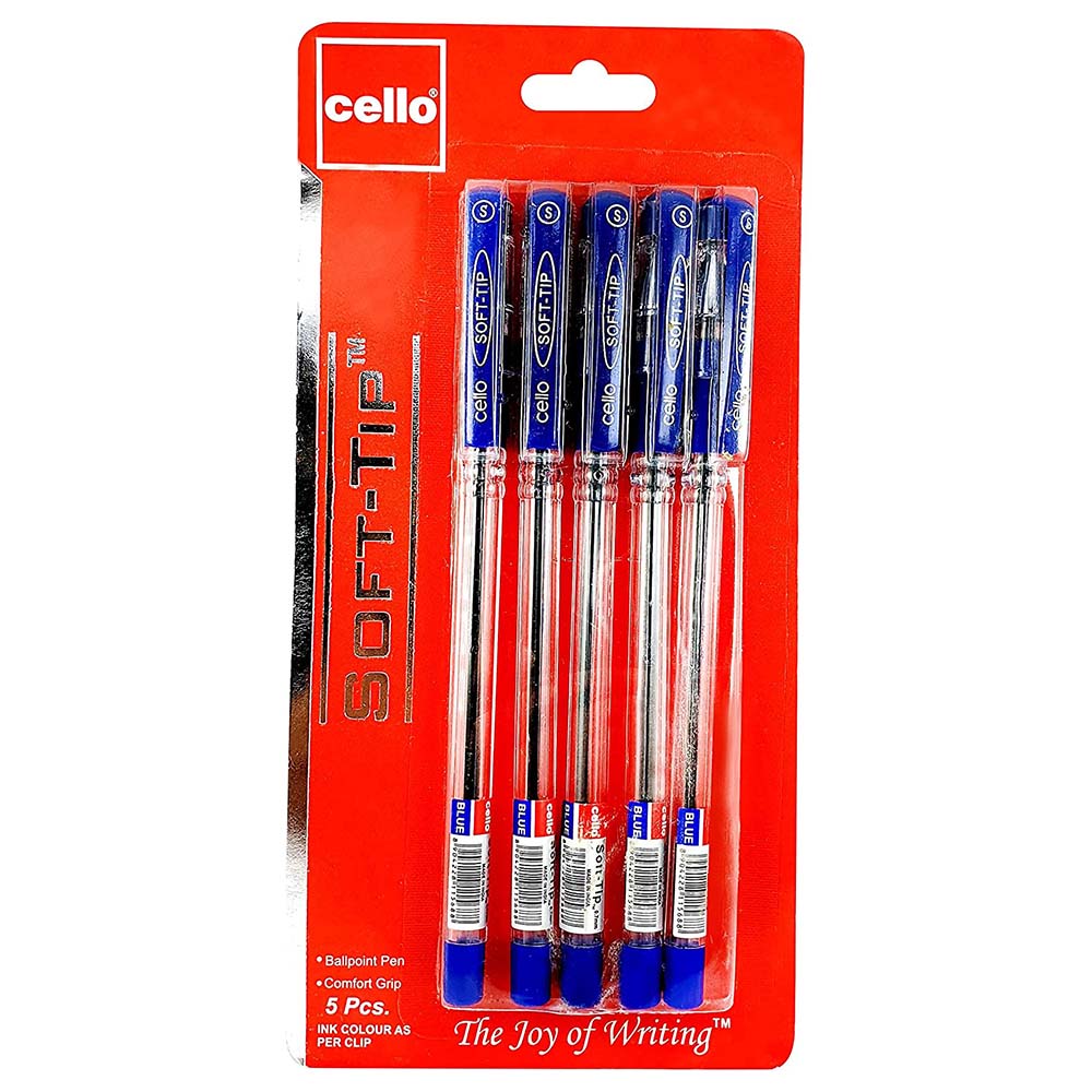 Order Cello - Soft Tip Blue Ball Pen 0.7mm - 5pcs Now! | Jomla.ae