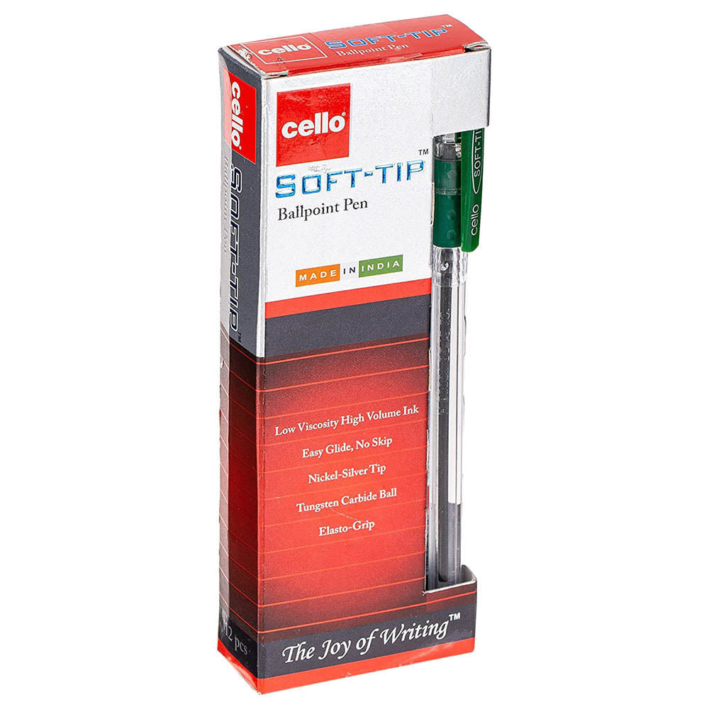 Cello - Soft Tip Green Ball Pen 0.7mm - 12pcs | Jomla.ae