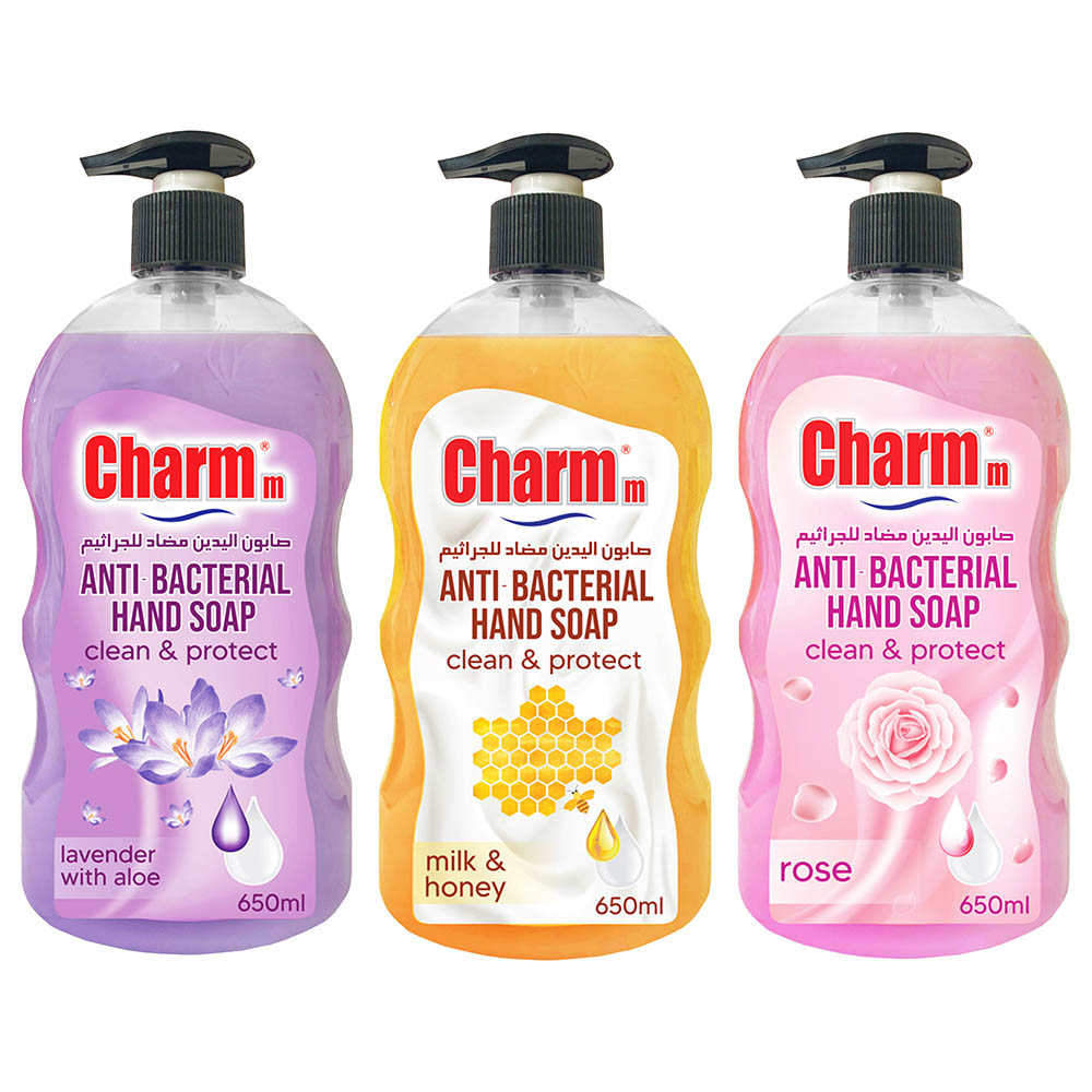 Charmm - Anti-Bacterial Hand Wash Assorted Pack 3x650ml | Jomla.ae
